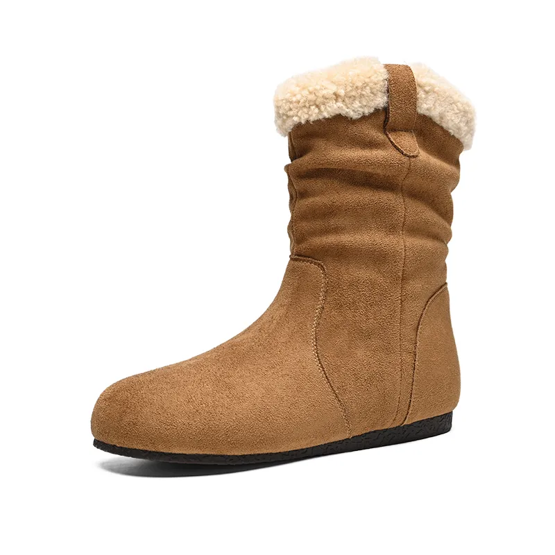 ZHR 앵클 부츠 28CM 겨울 고무 라운드 토 미디움 힐 (3-5cm) 보온 속굽 숏 신발 목 패브릭 MO12B - POIZON