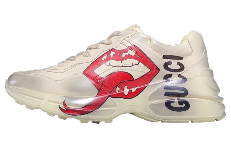 구찌 리톤 로우탑 청키 스니커즈 여성 아이보리 워싱 처리 - POIZON